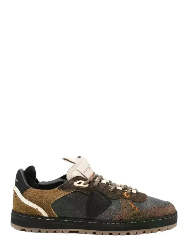Philippe Model Panelled Leather Sneakers - Brown