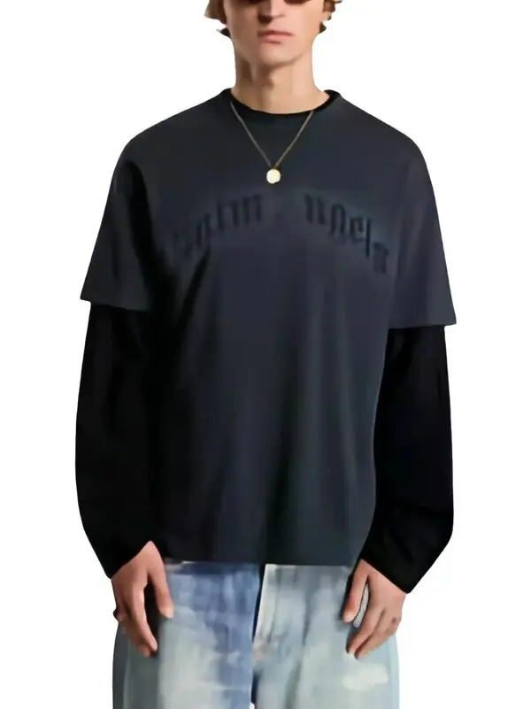 Palm Angels Logo-patch Layered-sleeve T-shirt - Black