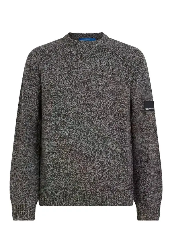 Karl Lagerfeld Melange Knit Raglan Sleeve Sweater - Grey