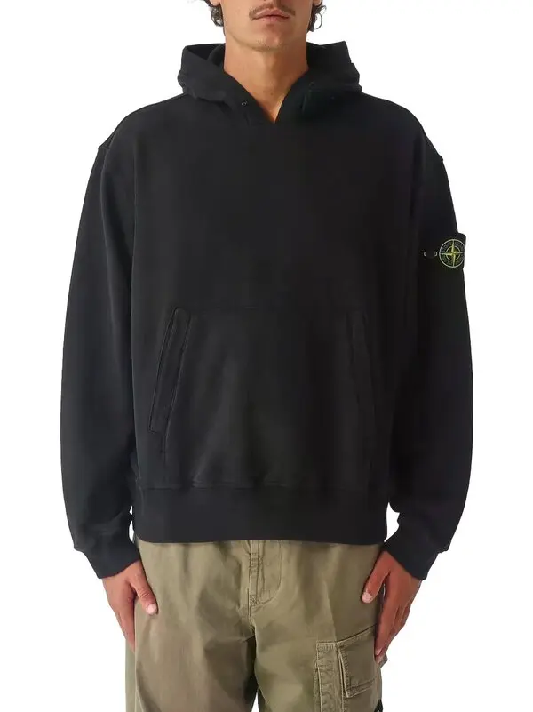 Stone Island 6100023 Brushed Organic Cotton Fleece - Black