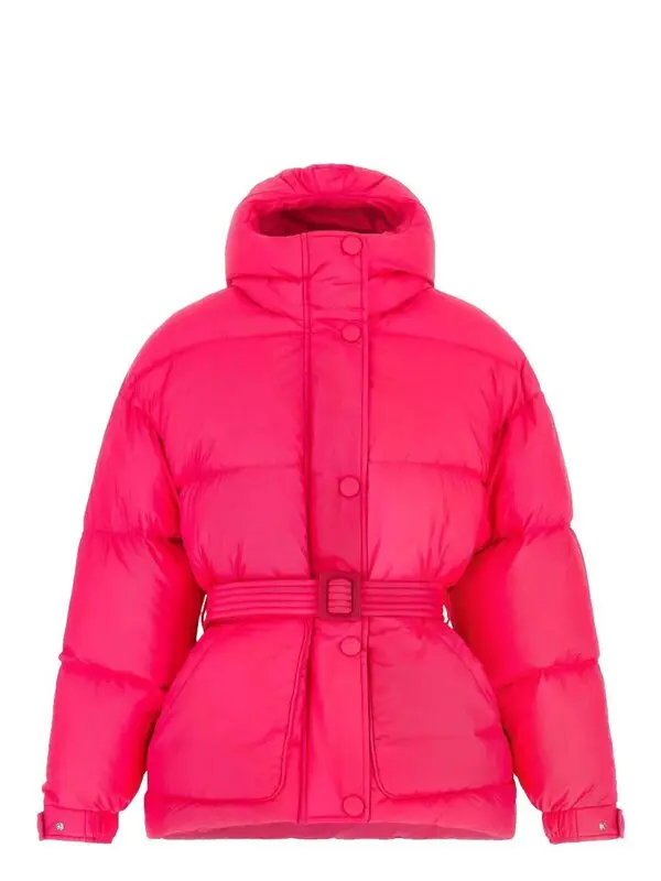 IENKI IENKI Belted Puffer Jacket With Bear-detailed Hood - Pink