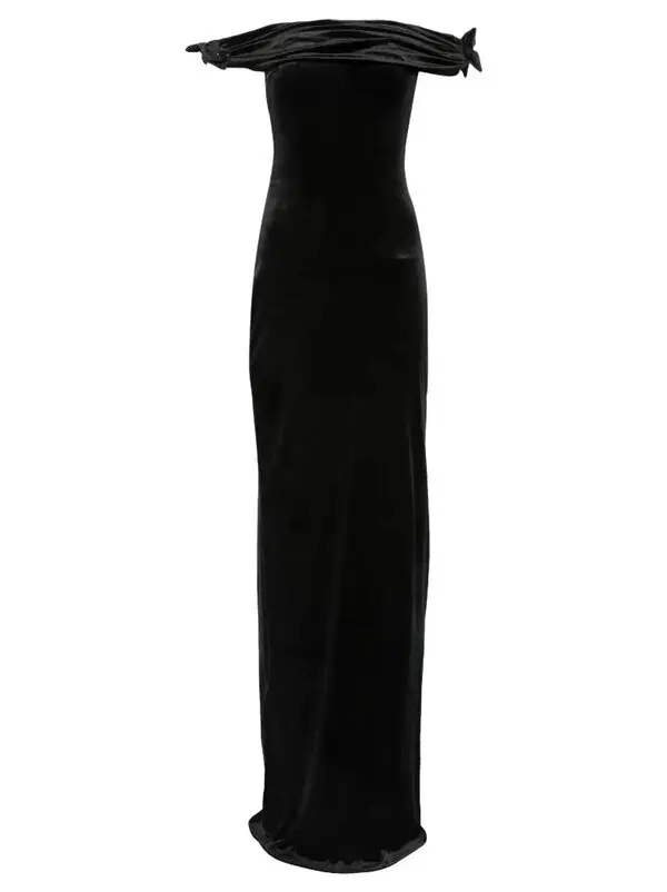 TWENTY FOURHAITCH Zoran Off-shoulder Maxi Dress - Black