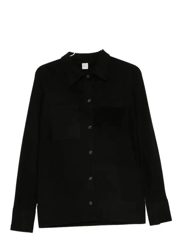 TOTEME Fine Knit Button-up Shirt - Black