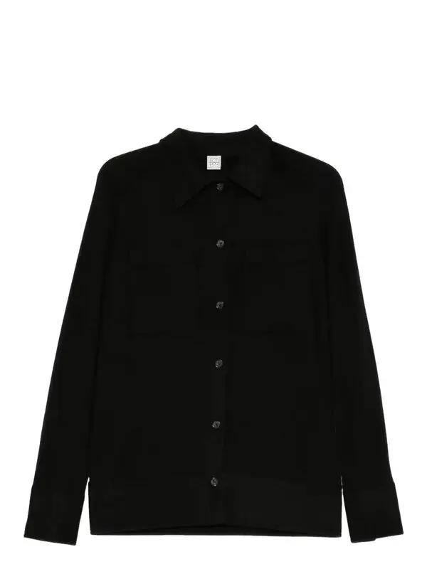 TOTEME Fine Knit Button-up Shirt - Black