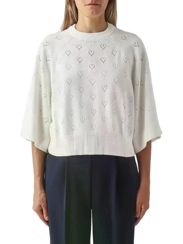 TWINSET Heart-pointelle Raglan-sleeve Knit - White