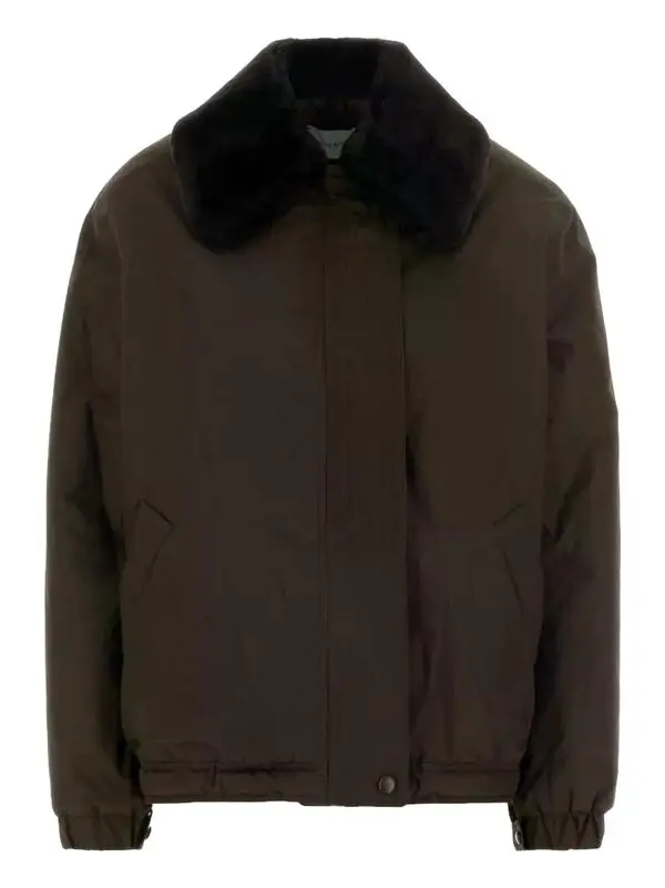 Magda Butrym Padded Zip-up Jacket With Faux Fur Collar - Brown