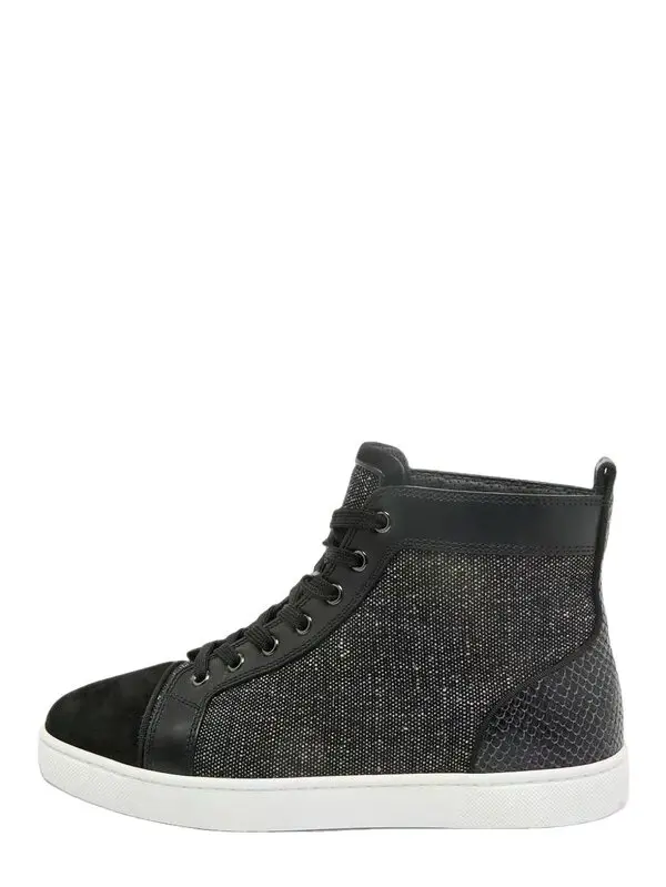 CHRISTIAN LOUBOUTIN Louis Orlato Python-embossed High-top Sneakers - Black