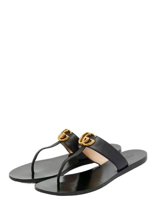 Gucci Double G Thong Flat Sandals - Black