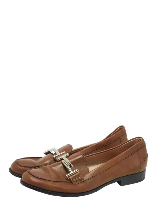 TOD'S Double T Leather Loafers - Brown
