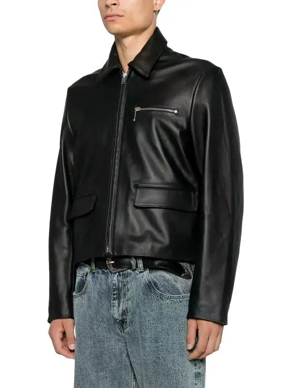 SECOND / LAYER Solo Leather Jacket - Black