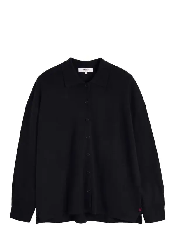 Chinti & Parker Fine Knit Collared Cardigan - Blue
