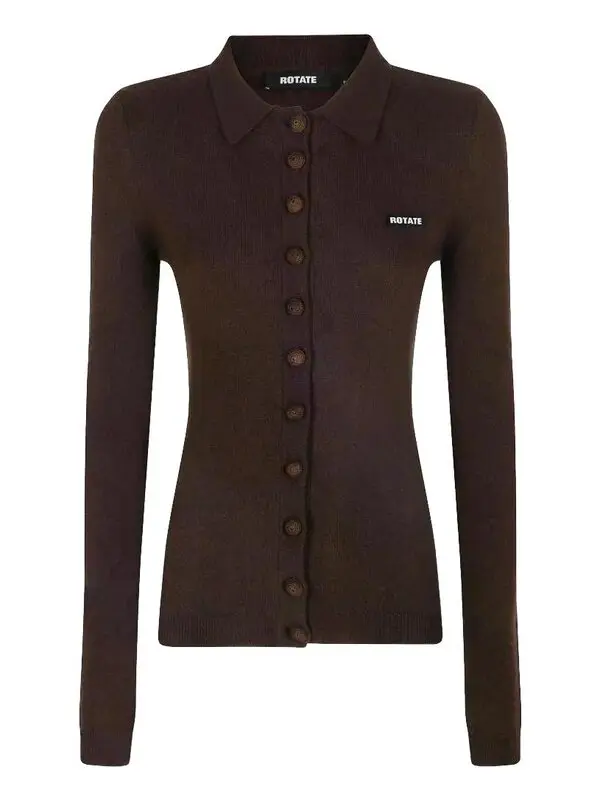 ROTATE BY BIRGER CHRISTENSEN Knitted Polo Top - Brown