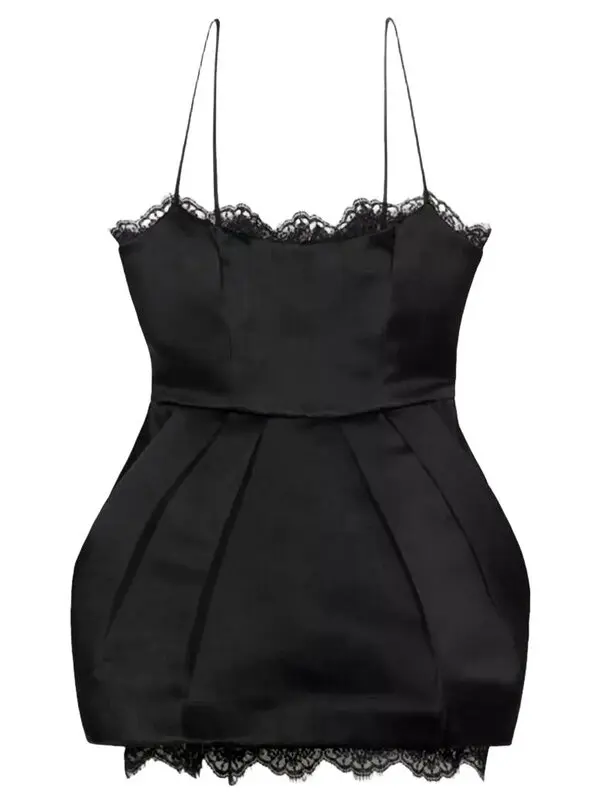 Blumarine Lace-trimmed Balloon Mini Dress - Black