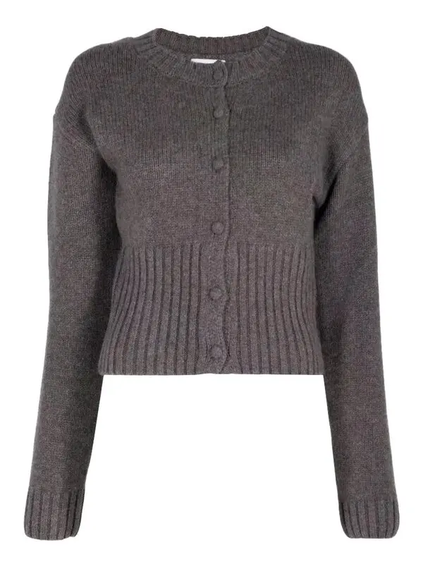 ST. AGNI Ribbed Knit Wool Cardigan - Grey