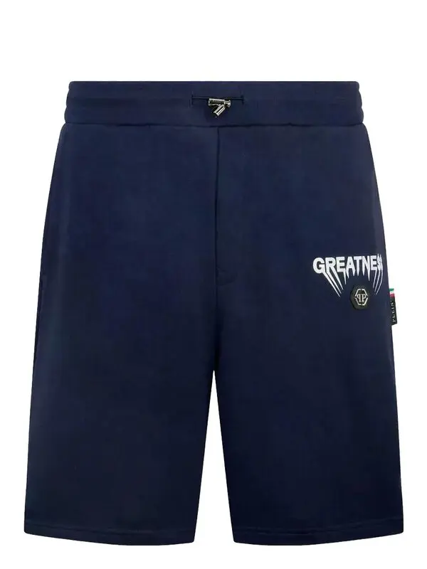 Philipp Plein Fleece Shorts With Logo Detail - Blue