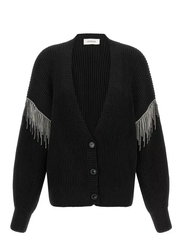 Sportmax Rhinestone-fringe Cardigan - Black