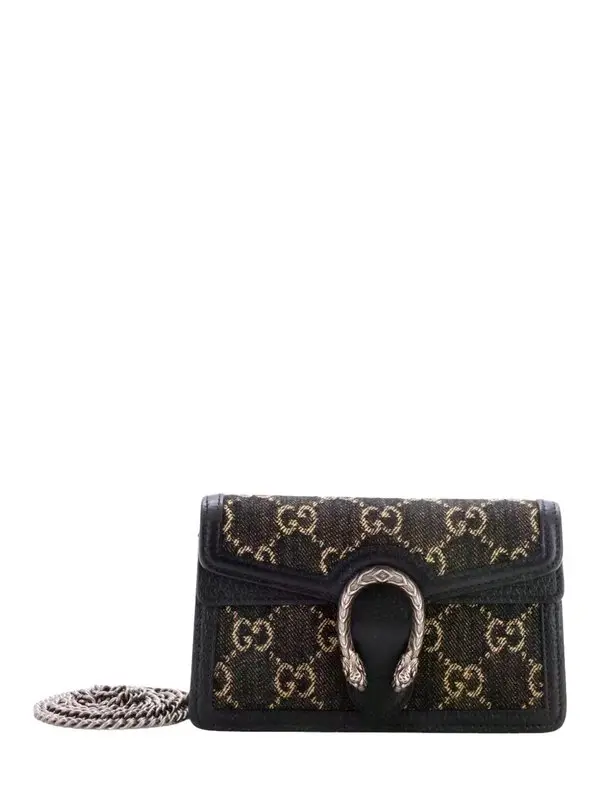 Gucci Dionysus Gg Denim Super Mini Crossbody Bag - Black