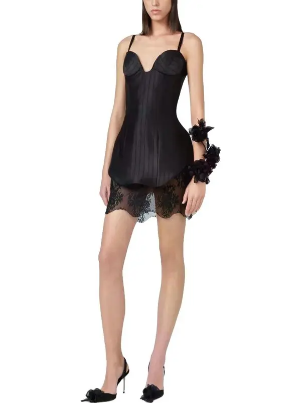 Giuseppe Di Morabito Corset Dress With Lace Panels - Black