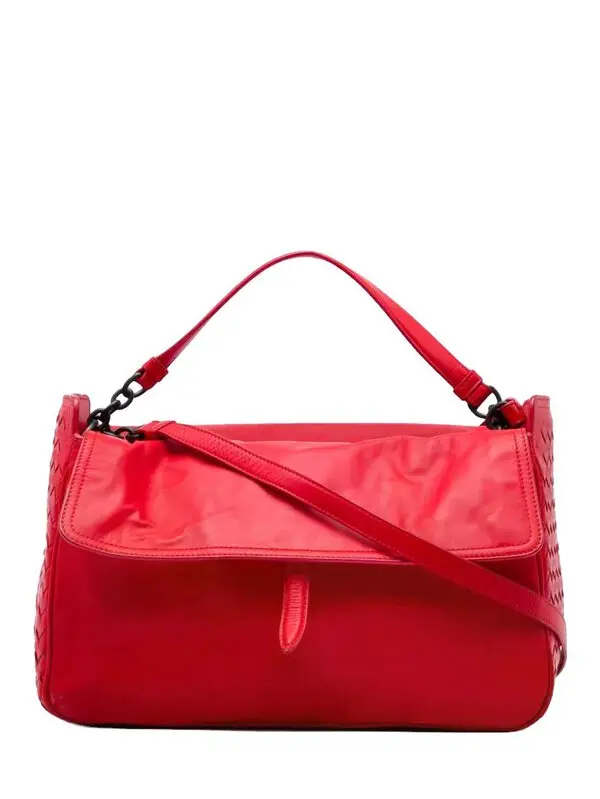 Bottega Veneta Intrecciato Trimmed Nappa Satchel - Red