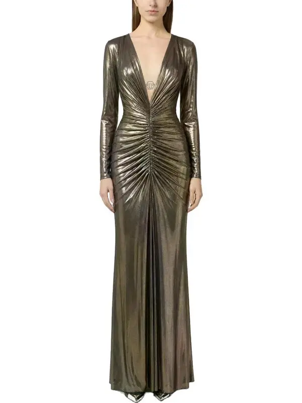 Philipp Plein Long Metallic Dress - Gold