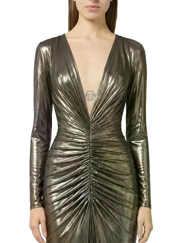 Philipp Plein Long Metallic Gown - Gold