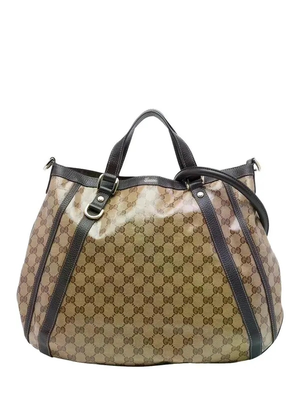 Gucci Gg Crystal Abbey D Ring Convertible Tote Satchel - Neutrals