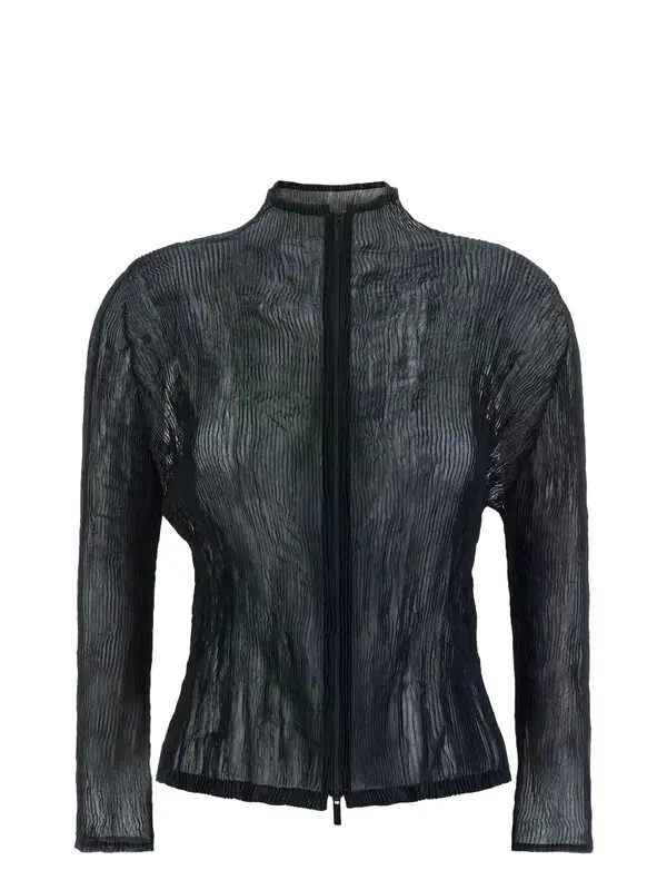 Issey Miyake Chiffon Twist Zip-up Sweatshirt - Black