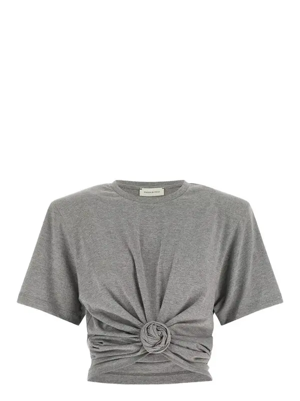 Magda Butrym Knotted Detail Crew-neck T-shirt - Grey