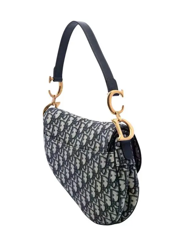 Dior Oblique Canvas Saddle Bag Shoulder Bag - Blue