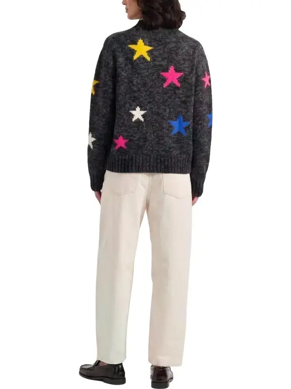 Chinti & Parker Star Intarsia Roll Neck Sweater - Black