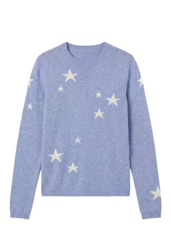 Chinti & Parker Star Intarsia Crew Neck Sweater - Blue