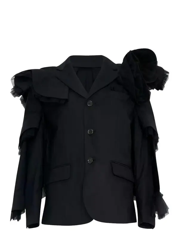 Noir Kei Ninomiya Ruffled Detail Blazer - Black
