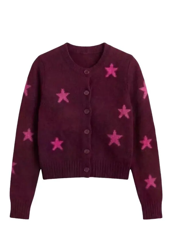 Chinti & Parker Star Intarsia Cardigan - Purple