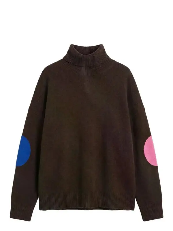 Chinti & Parker Chocolate Roll Neck Sweater With Contrast Elbow Patches - Brown