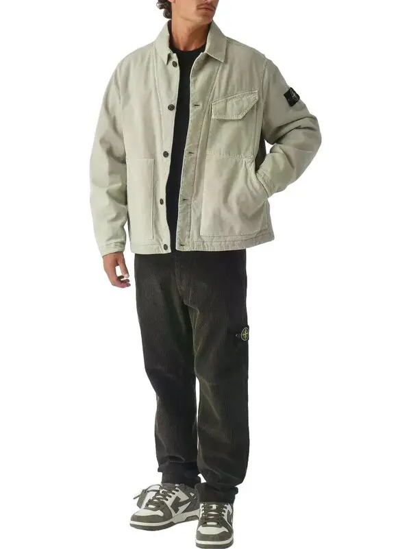 Stone Island Organic Panama Cotton 'old' Effect Coach Jacket - Neutrals