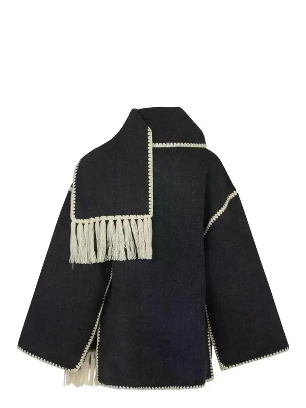 TOTEME Embroidered Scarf-detail Jacket - Grey