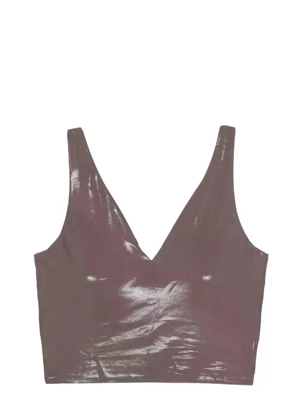 MACRON O.n.e. Cropped V-neck Top - Brown