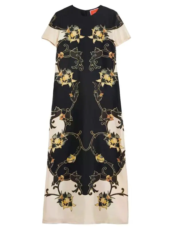 La DoubleJ Swing Dress With Buttercup Placée Print - Black