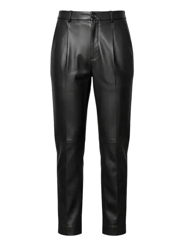 John Richmond Pleated Leather Trousers - Black