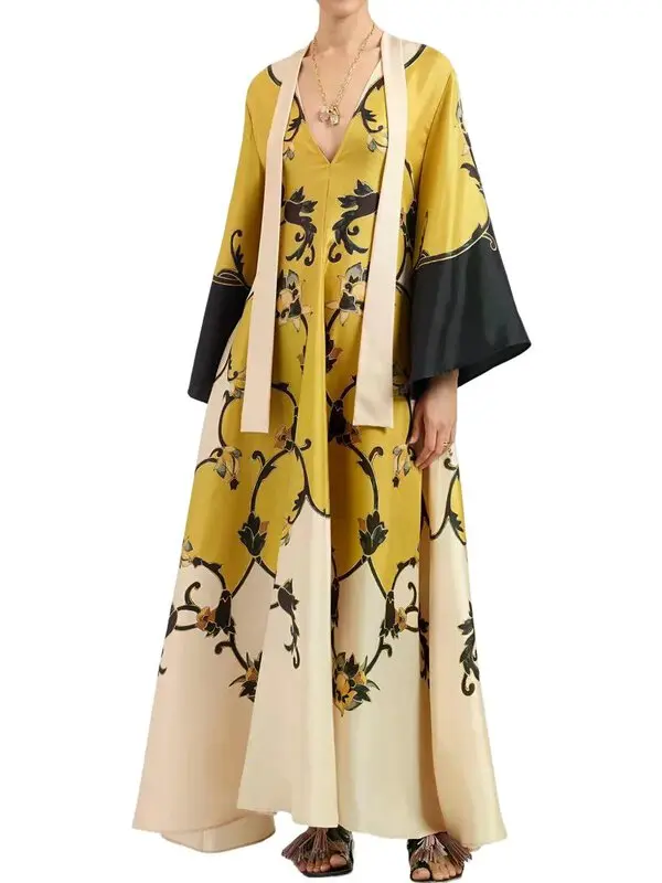 La DoubleJ Magnifico Dress With Geometric Buttercup Motif - Yellow