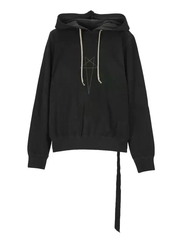 Rick Owens Pentagram-print Drawstring Hoodie - Black
