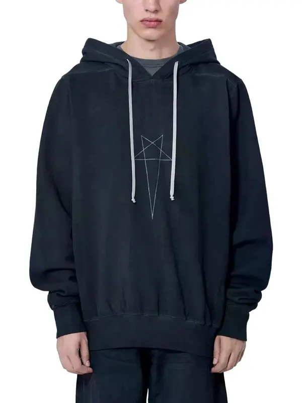Rick Owens Pentagram-print Hoodie - Black