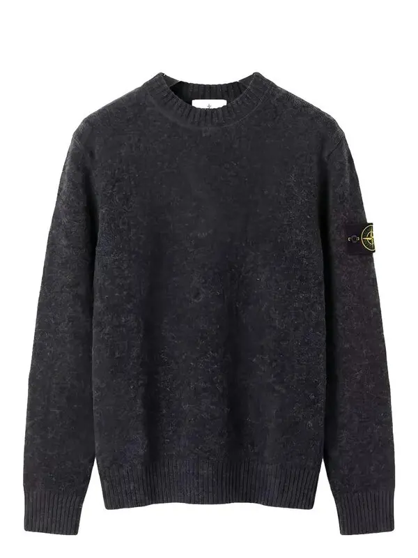 Stone Island Knitted Sweater With Compass Patch - Grey