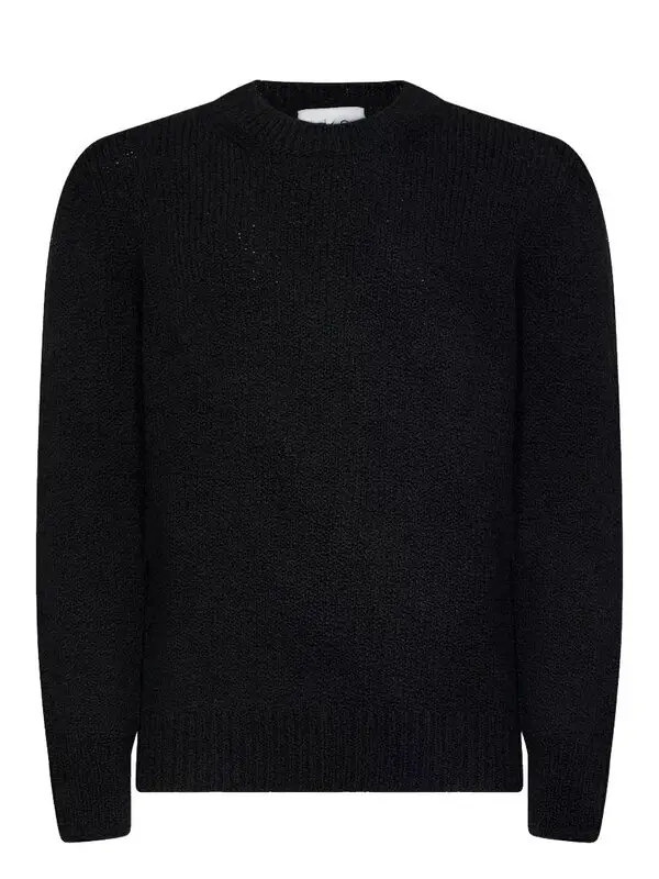D4.0 Ribbed Knit Crew Neck Sweater - Black