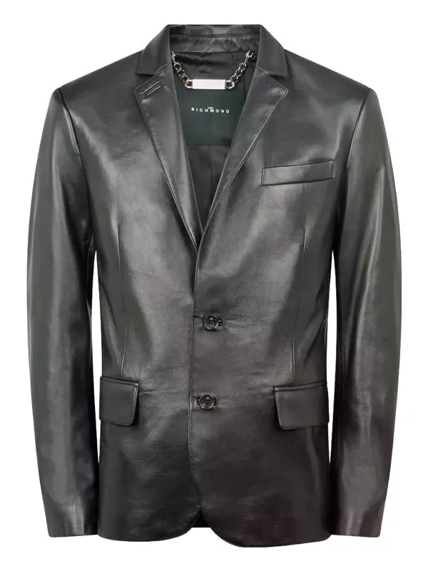 John Richmond Leather Blazer - Black