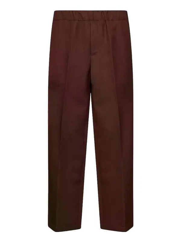 COSTUMEIN Elasticated Waistband Pressed Crease Trousers - Brown