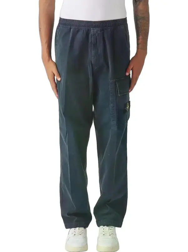 Stone Island Logo Patch Cargo Trousers - Blue