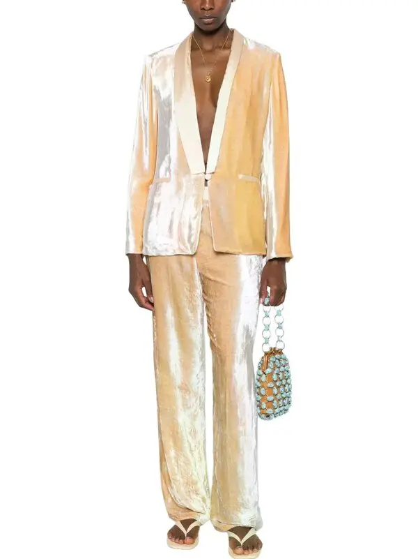 FORTE_FORTE Velvet Shawl-lapel Blazer - Neutrals
