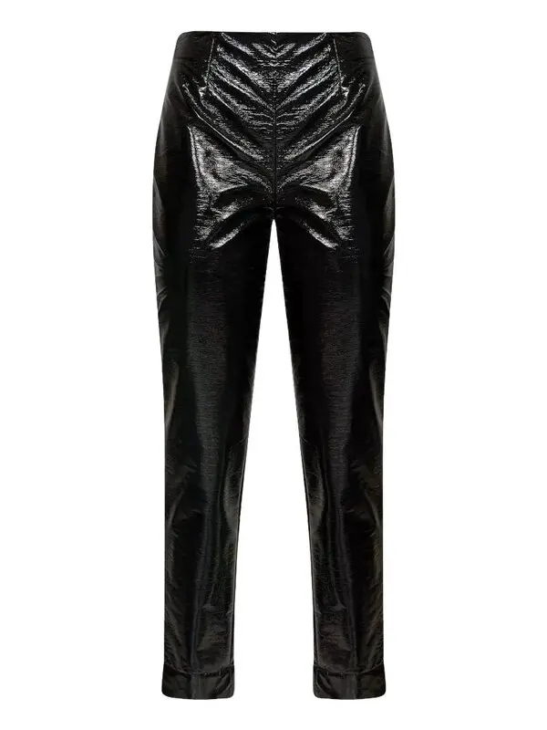 GIANLUCA CAPANNOLO Patent-effect Slim Cut Trousers - Black