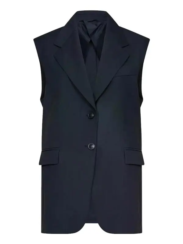 Max Mara Sleeveless Virgin Wool Gilet - Blue